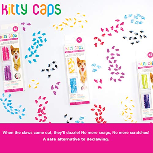 Kitty Caps Nail Caps for Cats | Safe, Stylish & Humane Alternative to Declawing | Covers Cat Claws, Stops Snags and Scratches, Small (6-8 lbs), Hot Purple & Hot Pink