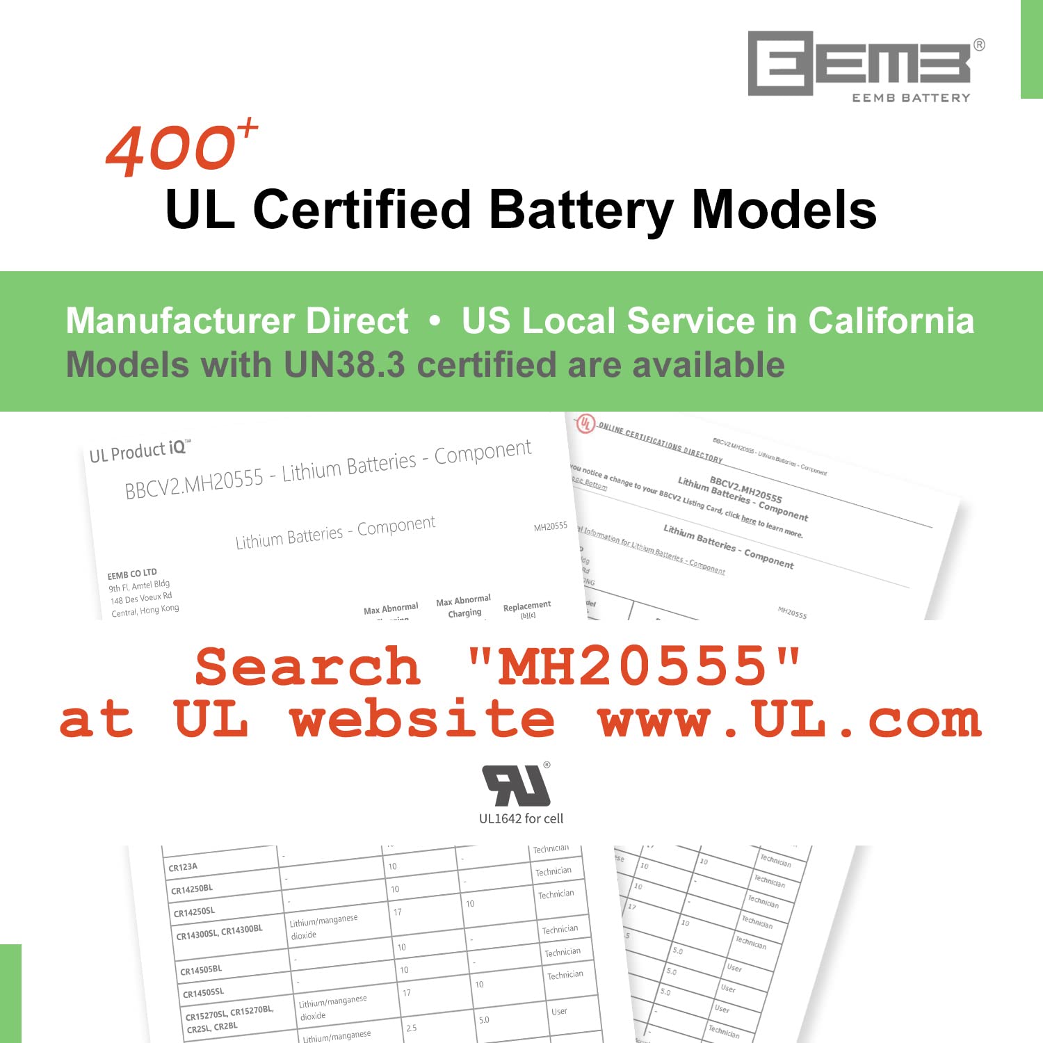 EEMB LIR2025 Rechargeable Li-ion Battery Charger with 4PCS 3.7V Lithium-ion Coin Button Cell Batteries 40mAh