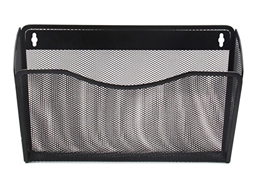 EasyPAG Mesh Bin Office Single Pocket Wall File Holder Hanging Organizer,Black