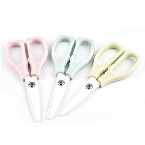 Ceramic Scissors,Healthy Baby Food Scissors with Cover Portable Shears (Yellow)