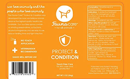 Fauna Care Equine Protect & Condition Spray 4.5 oz to Heal & Soothe Wounds, Cuts, Scrapes, Scratches, Post-Op; Prevent Infection, Irritation, Pain; Veterinarian Recommended Wound Care