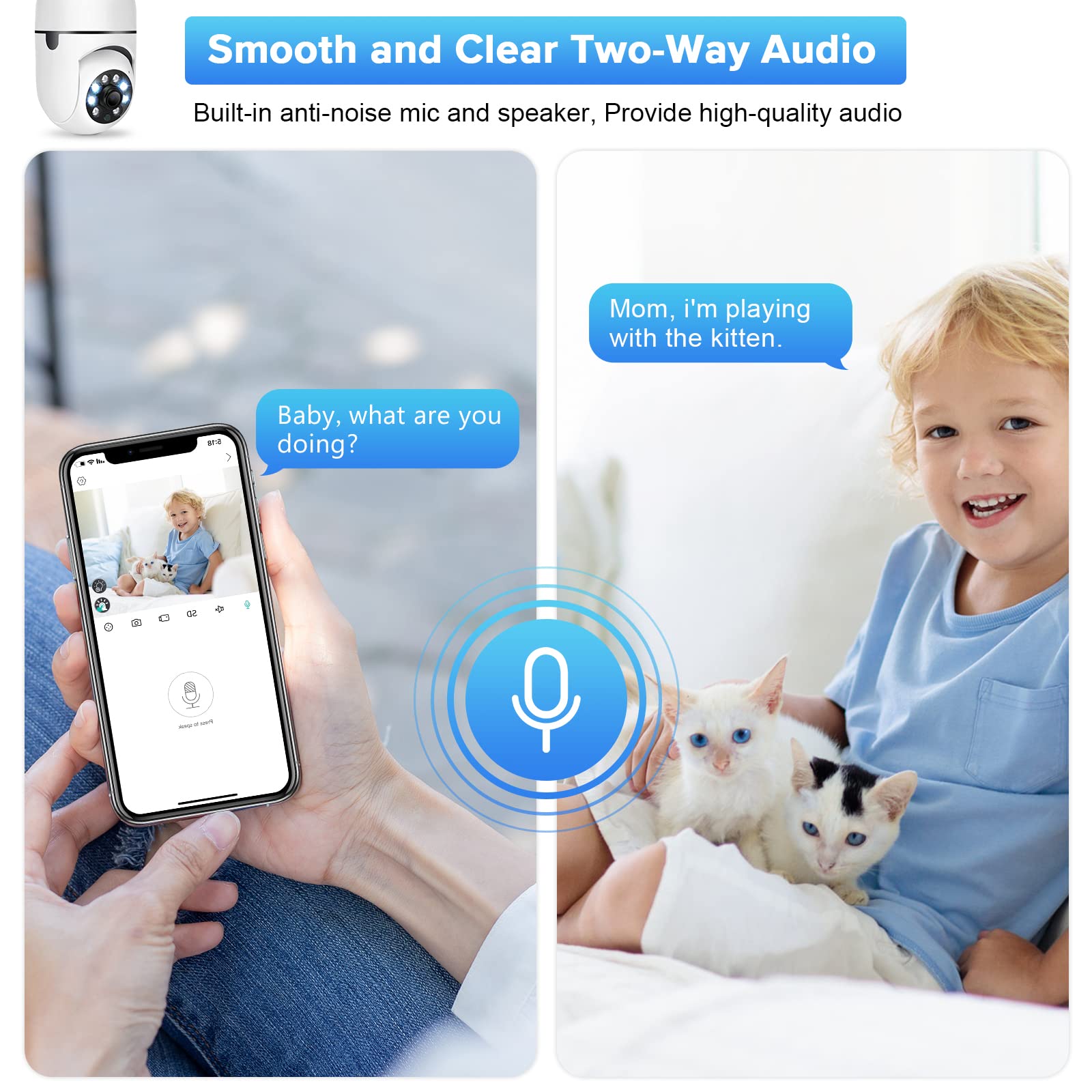 ANBIUX Light Bulb Camera, 2K 3MP 360 Degree Panoramic Light Bulb Camera WiFi Outdoor with Night Vision & Motion Detection & 2-Way Audio, Light Bulb Security Cameras for Baby/Elder/Pet/Outdoor/Indoor