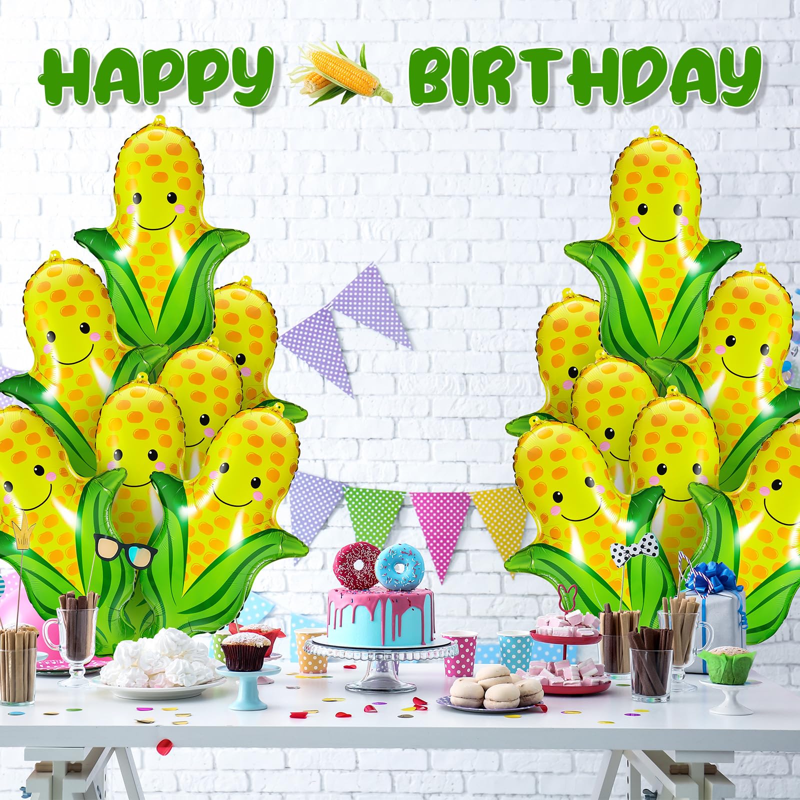Shappy 20 Pcs Corn Balloons Fruit Themed Balloons 28 Inch Corn Decorations Balloons Corn Foil Balloon for Birthday Baby Shower Wedding Fall Vegetable Fruit Party Decorations Supplies