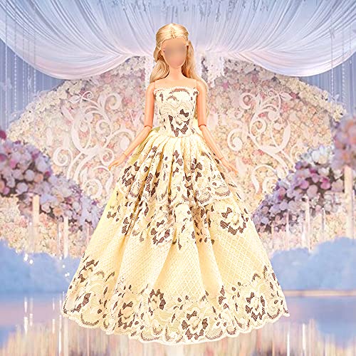 BARWA 5 Pcs Handmade Doll Clothes Wedding Gowns Party Dresses for 11.5 inch Dolls (A:5 Pcs Dresses(Random Style))