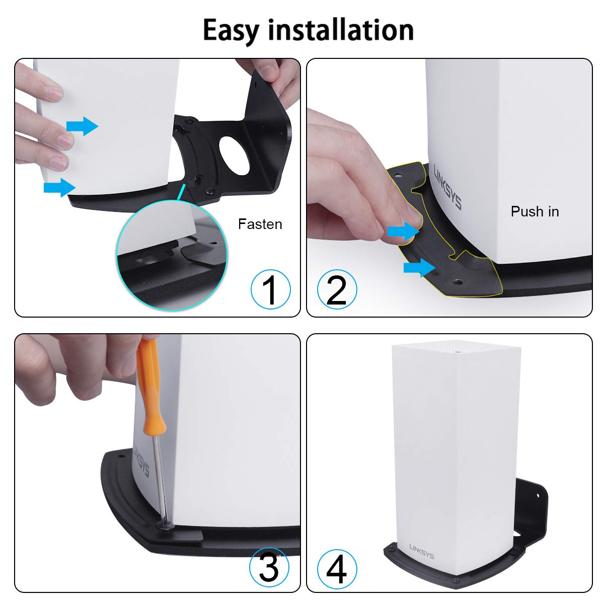 HOLACA Wall Mount Holder for Linksys Velop WiFi 6 Mesh Router MX5 MX5300 Velop Ax MX4200, Wall Mount Bracket Hanger Stand Compatible with WiFi 6 WiFi System for Whole Home WiFi Mesh Network (1 Pack)