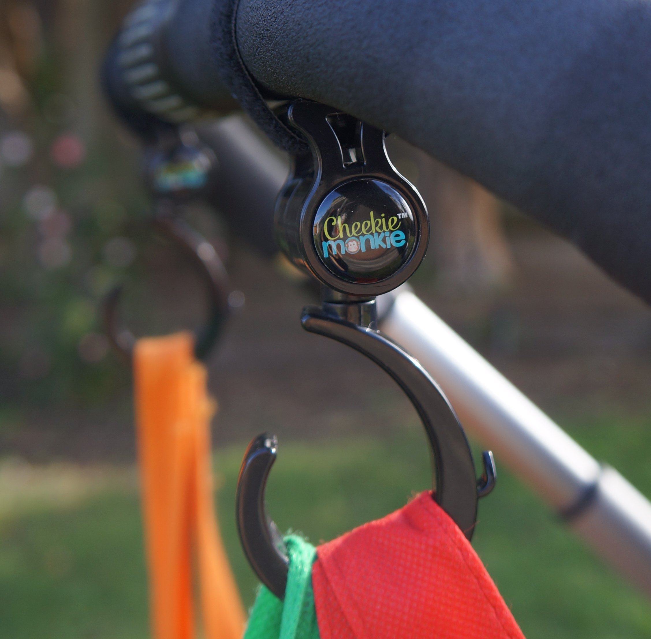 Cheekie Monkie Heavy Duty Stroller Hooks, Multi-Purpose Hooks (2 Pack)