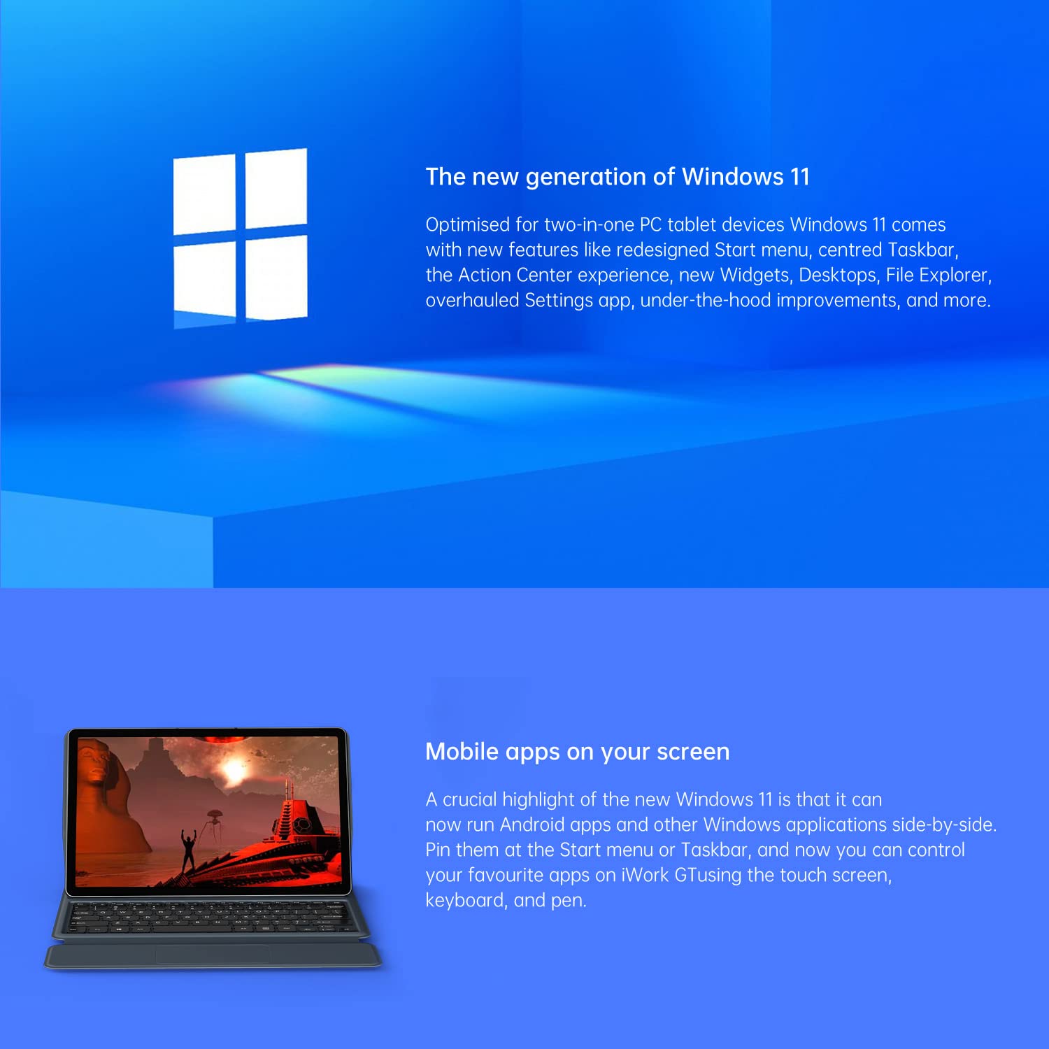 ALLDOCUBE iWORK GT Windows Tablet, Tablet Windows 11, Intel Core i3-1115G4, 8GB LPDDR4x, 256GB PCIE SSD, 11" Touchscreen Tablet PC, FHD IPS 2000×1200, WiFi 6, BT 5.1, HDMI (Windows 11 Tablet)