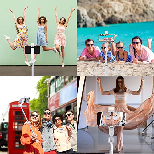 Ambertronix 40β Selfie Stick Tripod Quadrapod, Onboard Light, Wireless Bluetooth Remote, Extendable, Stainless Steel, 3 Light Modes, 9 Brightness Levels, Compatible with All iPhone & Android Devices