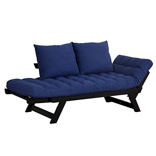 3 Position Convertible Chaise Lounge Sofa Bed - Black/Dark Blue