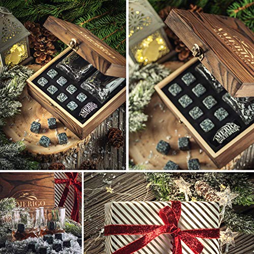 πππ¦π§ ππππ§: Impressive Whiskey Stones Gift Set with 2 Glasses - Be Different When Choosing a Gift - Luxury Box with 8 Granite Whiskey Rocks, Ice Tongs - Ice Cubes Reusable - Best Man Gift