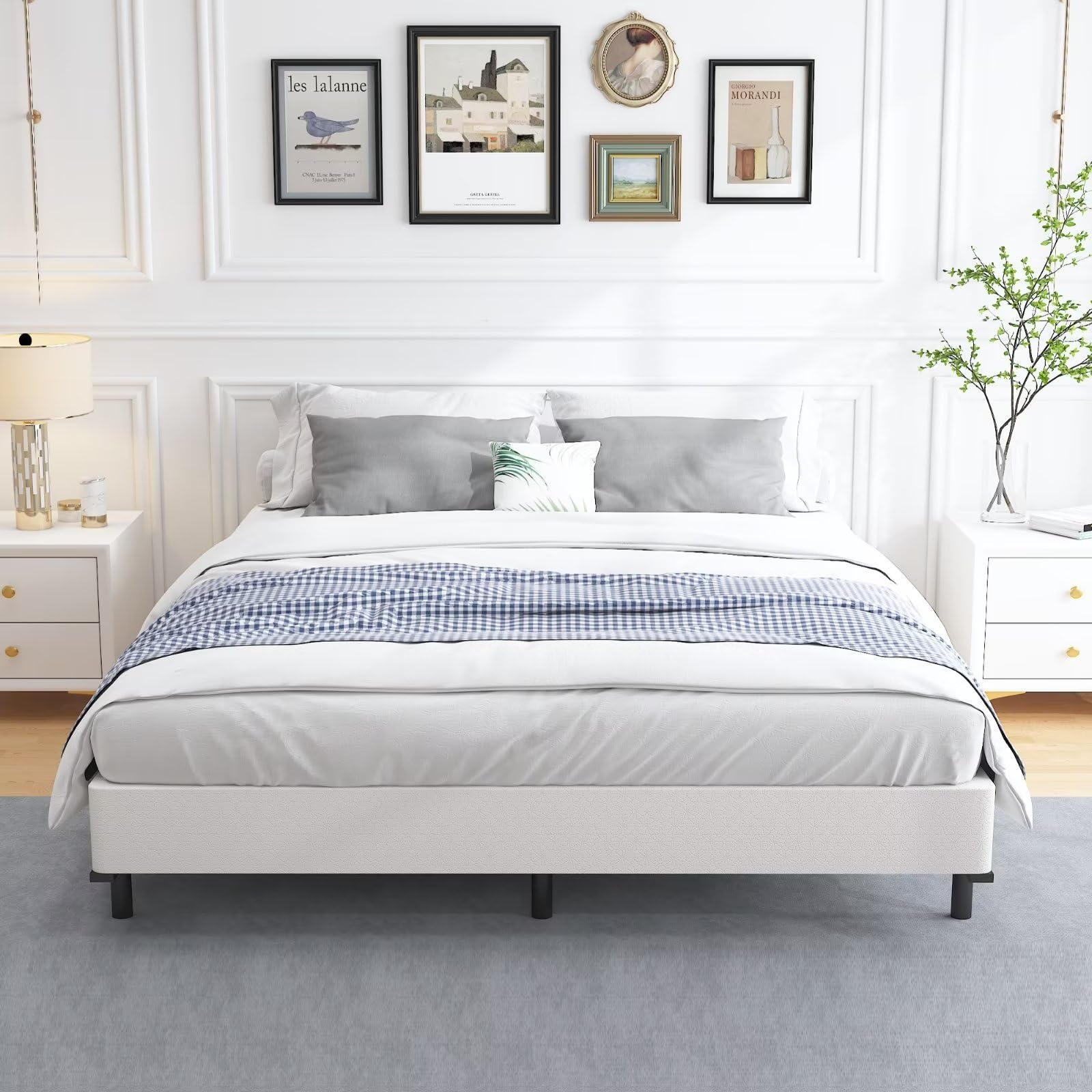 ALDRICH 5 Inch Heavy Duty Metal Box Spring Mattress Foundation 3000lbs Max Weight Capacity/Non-Slip/No Noise/Easy Assembly/Easy Clean Cover,Queen