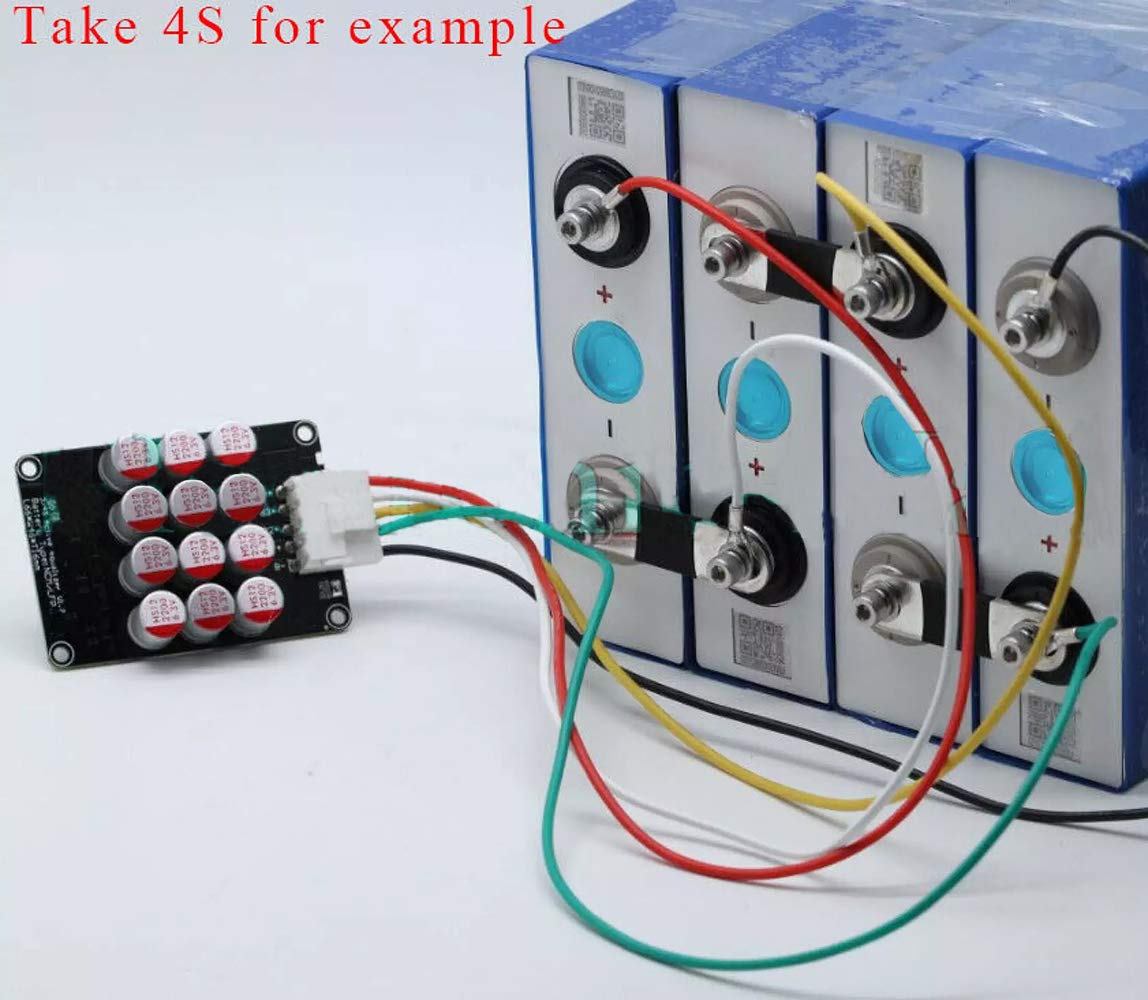 5A 3S 4S 12V Battery Active Equalizer Whole Group Balancer LiFePO4 LFP Lipo Li-ion Lithium Active Battery Energy Transfer Equalization Capacitor Balancer PCB Module with Acrylic Protective Case