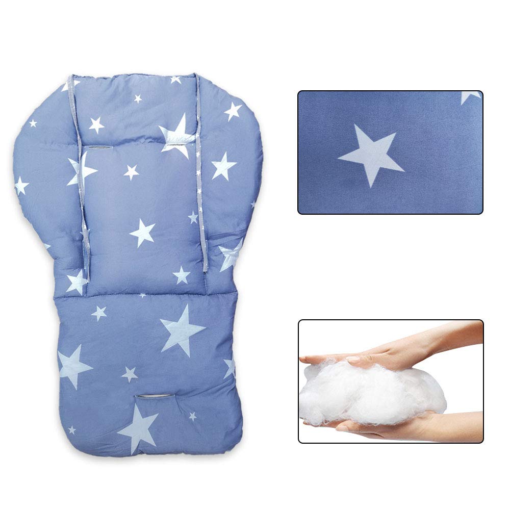 High Chair Pad, Exquisite and Beautiful Baby/highchair/seat Cushion Pad,Comfortable and Soft, Suitable for The High Chair and Stroller in The Picture(Blue Background Stars Pattern)