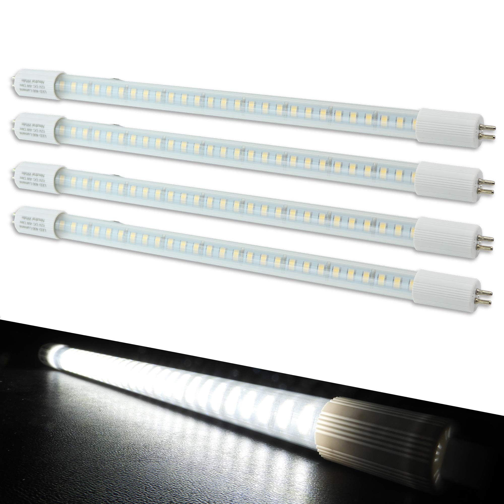 4-Pack Leisure LED RV Light Bulb LED T5, 12" Florescent Tube Replacement, 400 Lumen (Cool White 4-Pack)