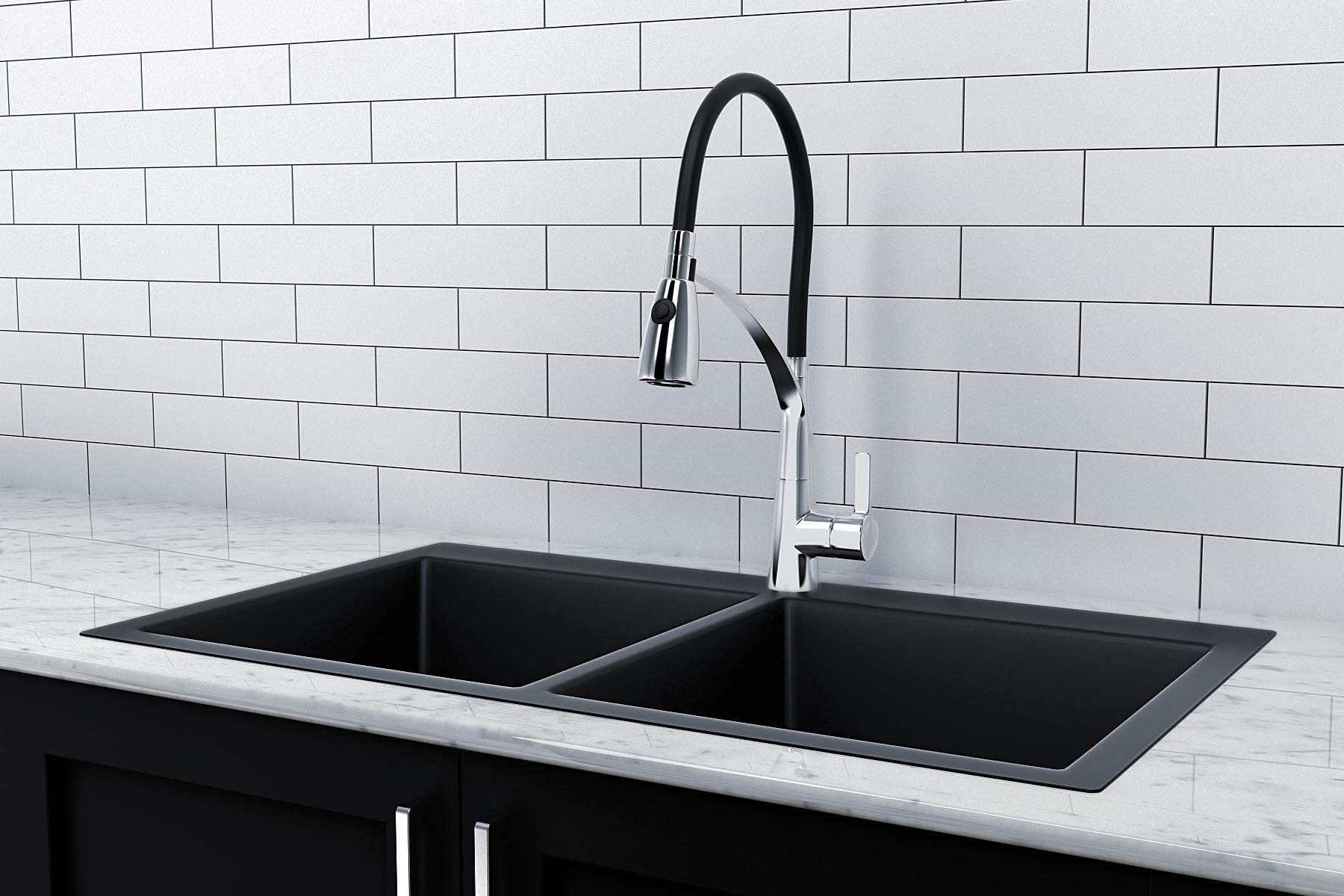 Ancona AN-4107 Palermo Pull Down Bar Kitchen Faucet in Polished Chrome and Black
