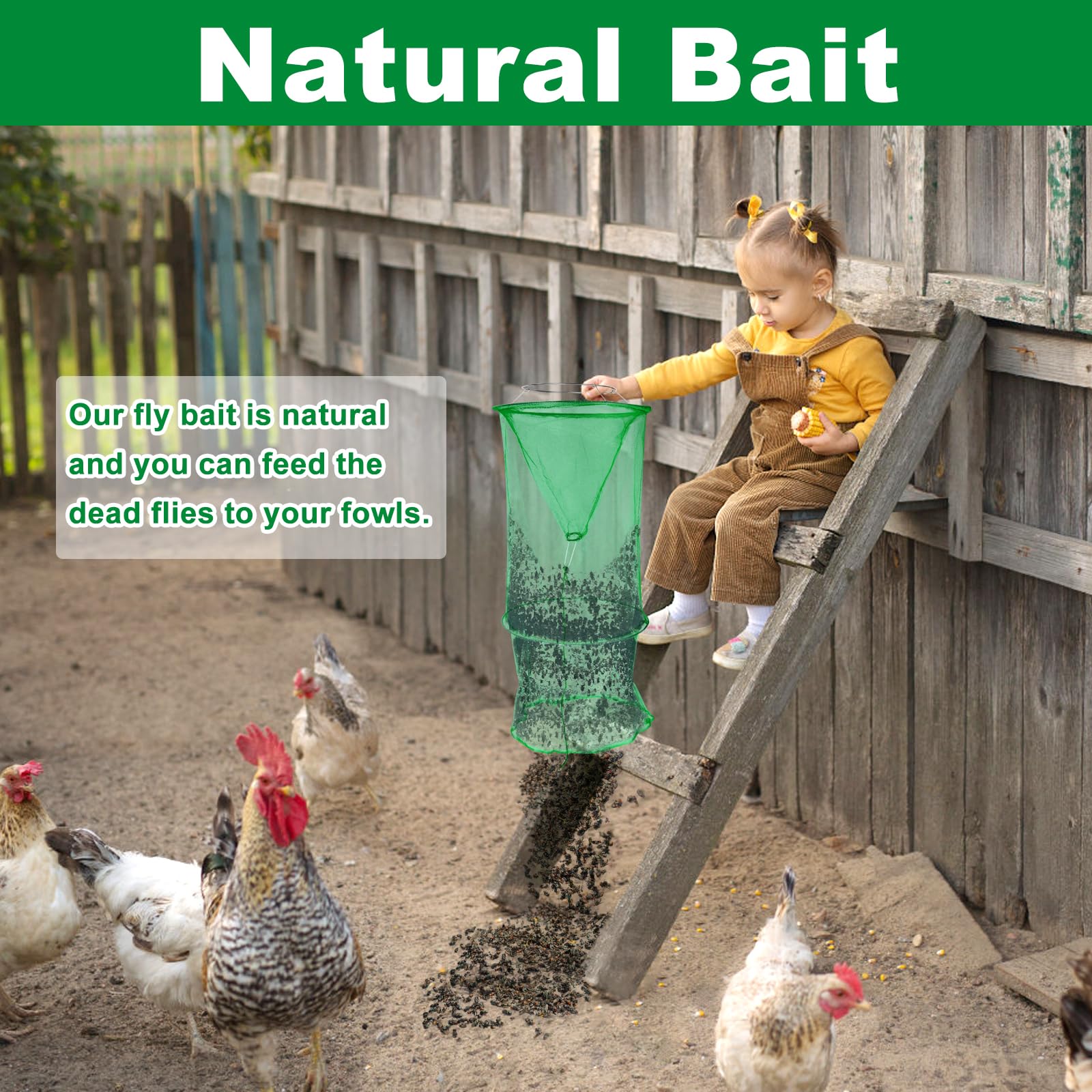 6 Pack Ranch Fly Trap, Reusable Hanging Fly Traps Outdoor, Farm/Stable Fly Killer, Effective Fly Catcher Trap for Horse, Fly Hunter