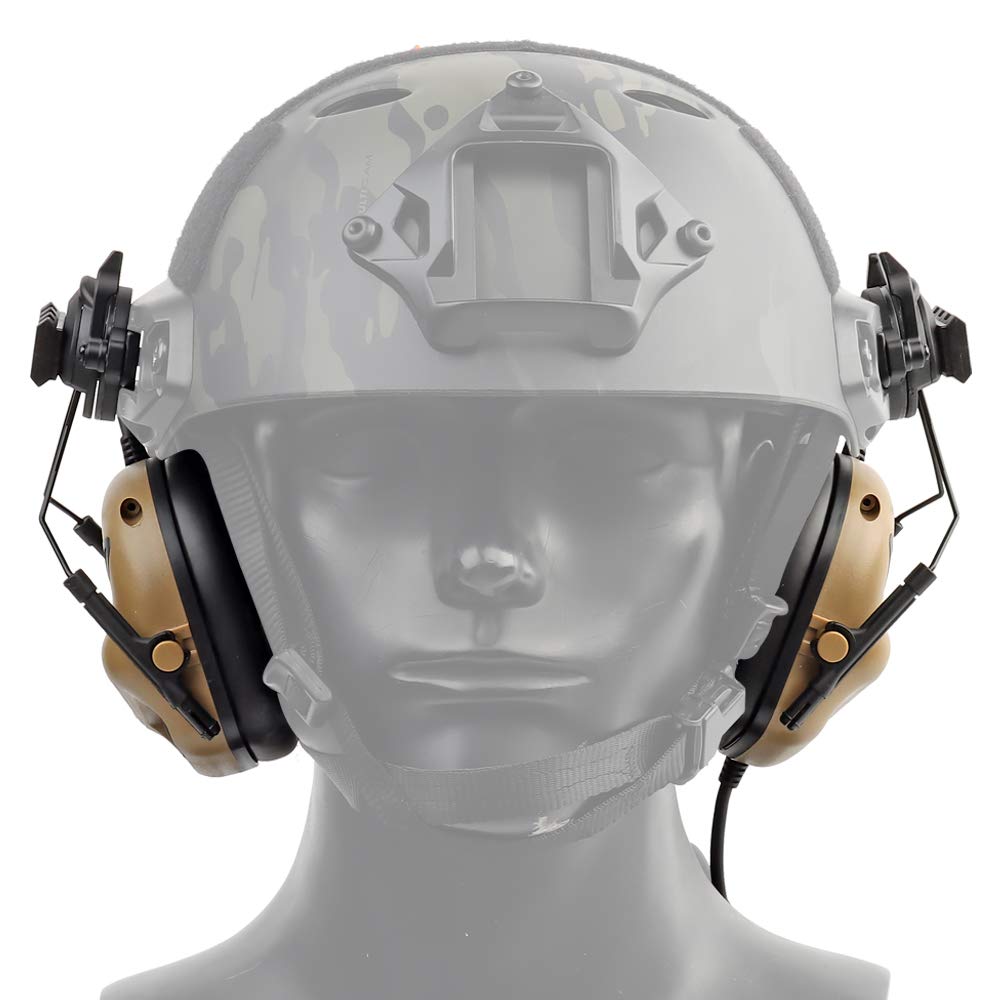 ATAIRSOFT Tactical Headset Unlimited Power Intercom with Microphone Waterproof Hunting Shooting Headphones Earmuff No Noise Reduction Function (Tan)