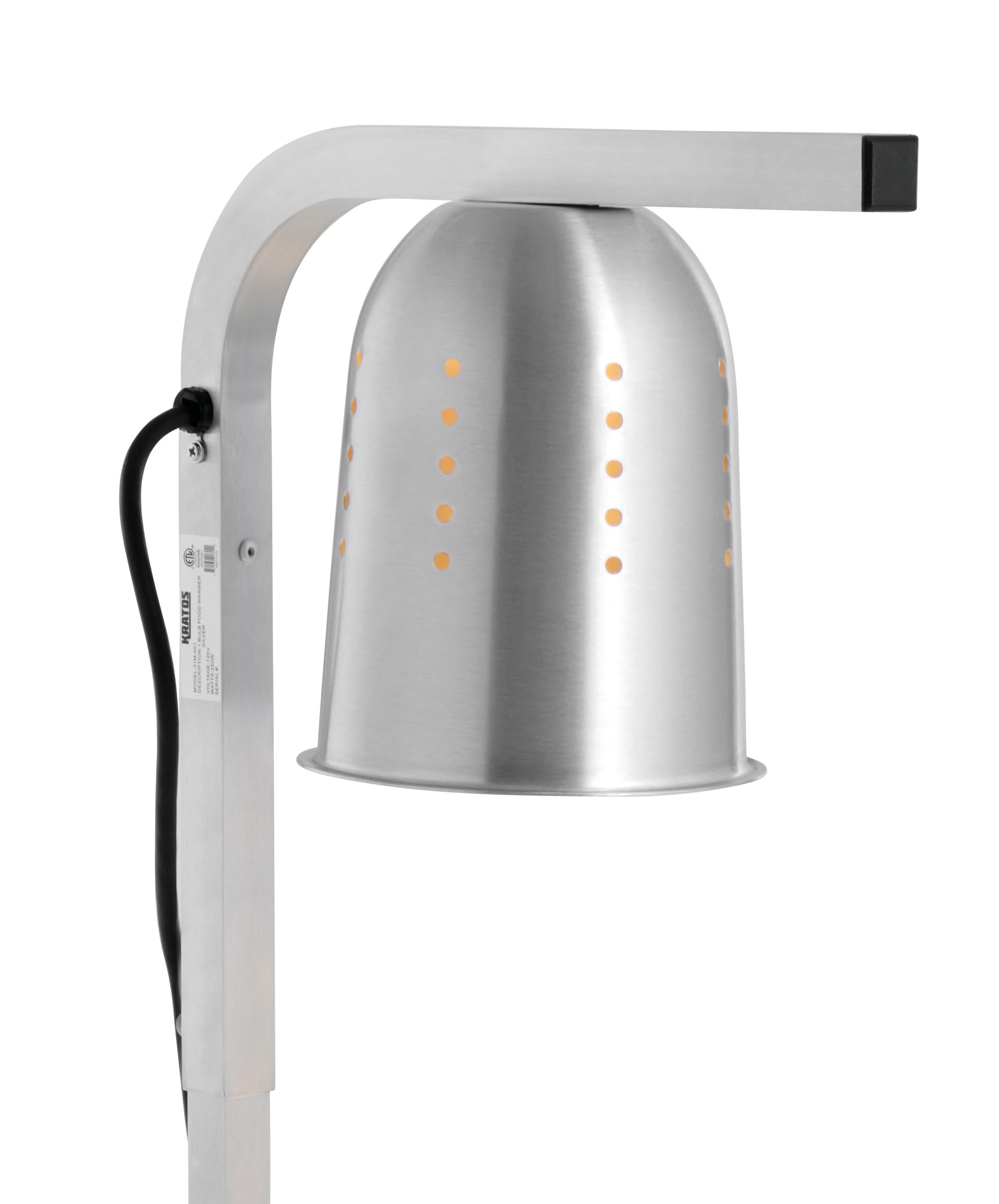 Kratos Bulb Warmer, One Bulb Heat Lamp, Silver, 120V, 250 Watts, Countertop Food Warmer for Restaurants (31M-001)