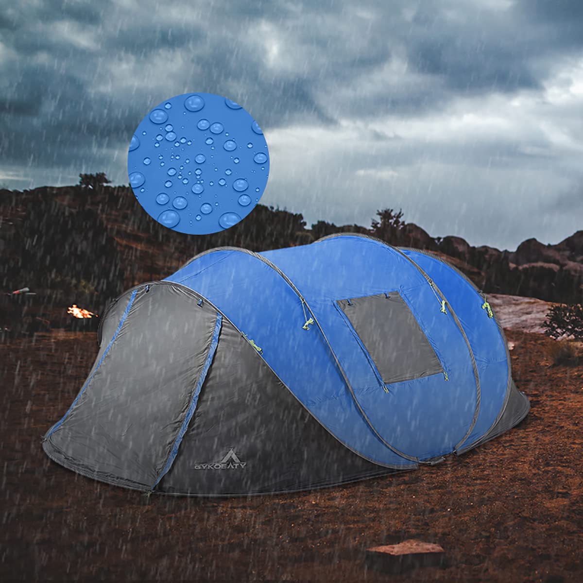 6 Person Easy Pop Up Tent Waterproof Windproof Automatic Setup Double Layer Instant Big Family Tents for Camping,Hiking & Traveling Outdoor Blue
