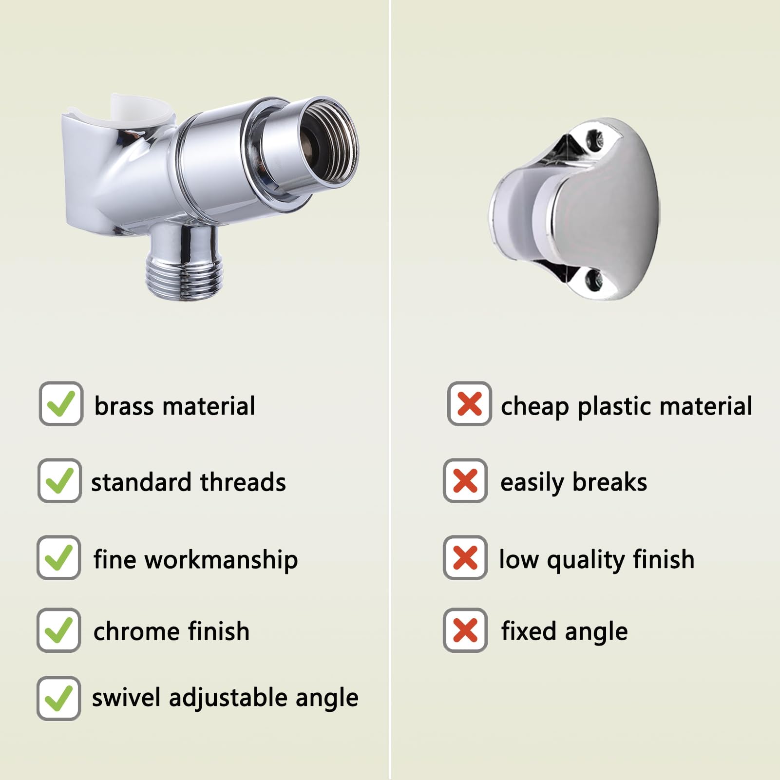 All Metal Handheld Shower Head Holder, Adjustable Shower Wand Holder with Brass Pivot Ball,Shower Arm Holder Mount for Connecting Shower Arm and Shower Hose,Chrome