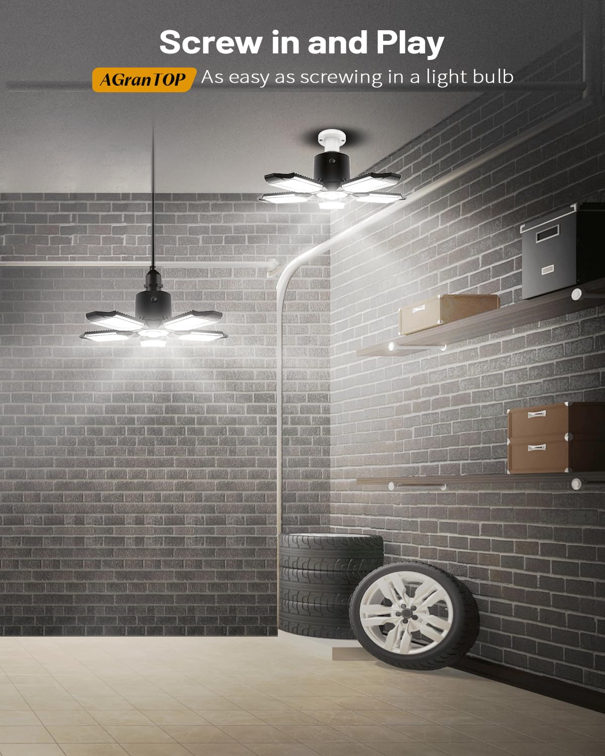 AGranTOP Motion Sensor Garage Light - 180W 18000LM Shop Light with Motion Sensor, 3 Switch Modes, Dusk to Dawn Indoor Motion Activated LED Ceiling Light for Garage, Warehouse, Workshop (1 Pack)