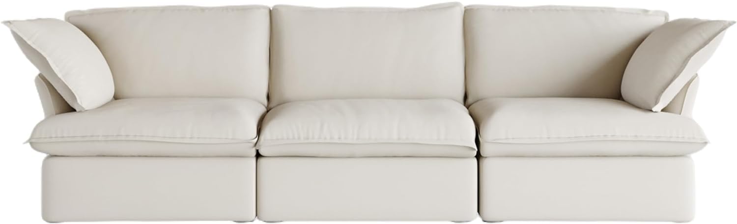 JACH 122.82" Cloud Modular Sectional Sofa for Living Room 3 Seats, Comfy Convertible Sectional Sofas Couches, Cushion Covers Removable, Two Corners and One Middle Sofa for Living Room (Beige)