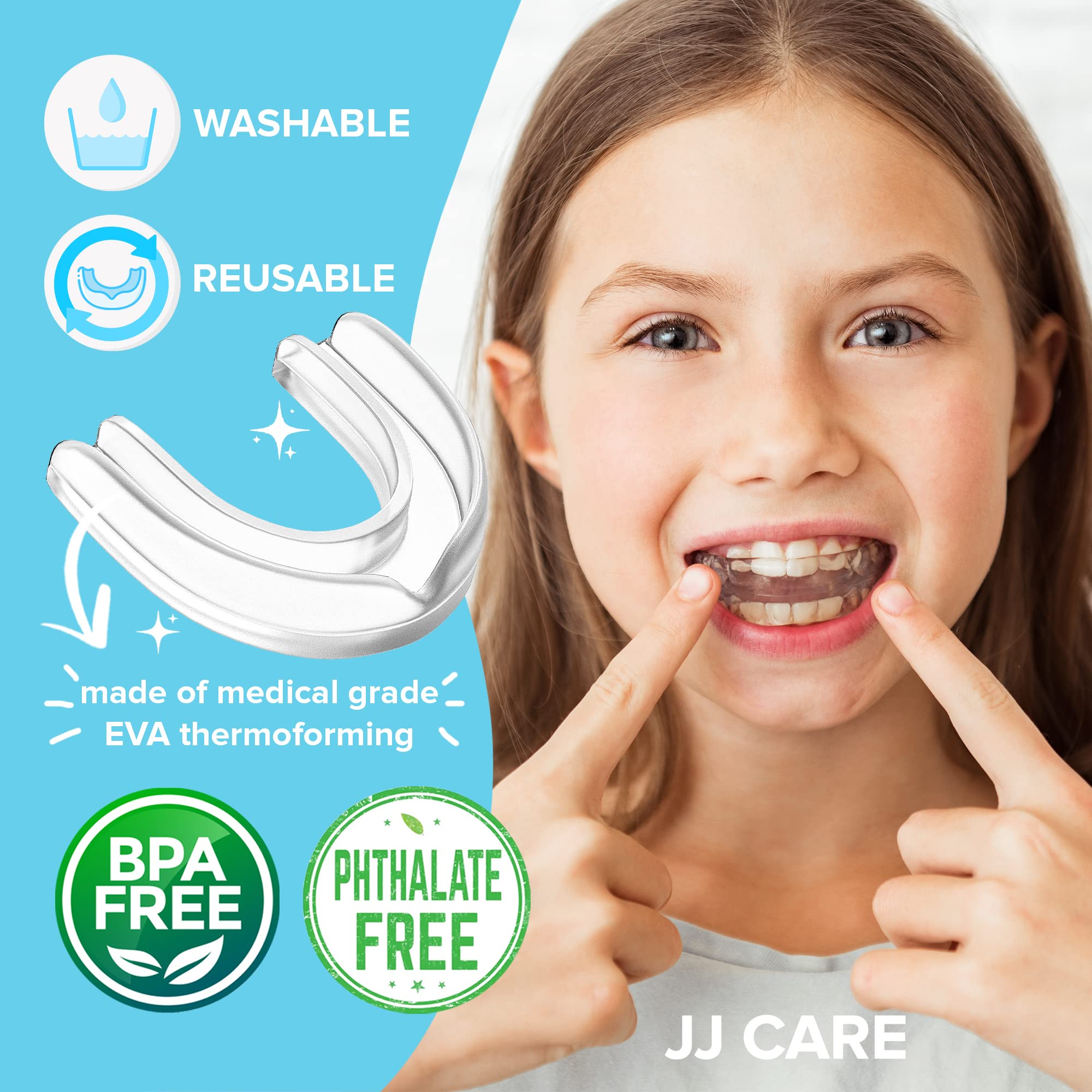 JJ CARE Mouth Guard (2 Pairs), Best Value Comes Retainer Cleaner Tablets, Custom Moldable Night Guards for Teeth Grinding at Night, Dental Mouth Guard for Sleeping