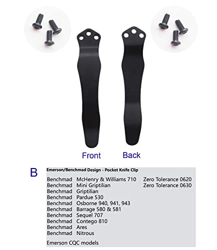 5Afashion 2 pcs Deep Carry Pocket Clips for Folding Knives,Kydex Waist Clip,Folding Knife Back Clips (B)