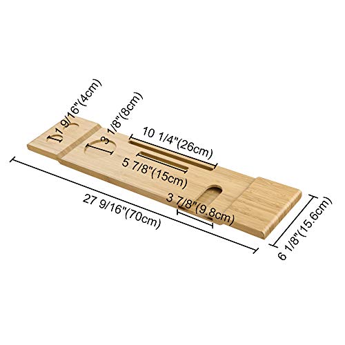 Aquaterior Bamboo Bathtub Caddy Tray Phone Slot Soap Holder Organizer Bath Table