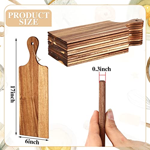 6 Pcs Cutting Board Set Plain Chopping Board with Handles Laser Engraving Serving Board Wooden Charcuterie Kitchen Board Bulk for DIY Housewarming Christmas Gift (17 x 6 Inch, Acacia Wood)