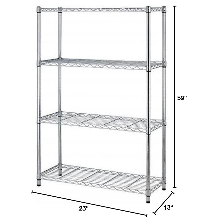 BestOffice Adjustable Wire Shelving Storage Shelves Heavy Duty Shelving Unit for Small Places Kitchen Garage (Chrome, 36×14×54)