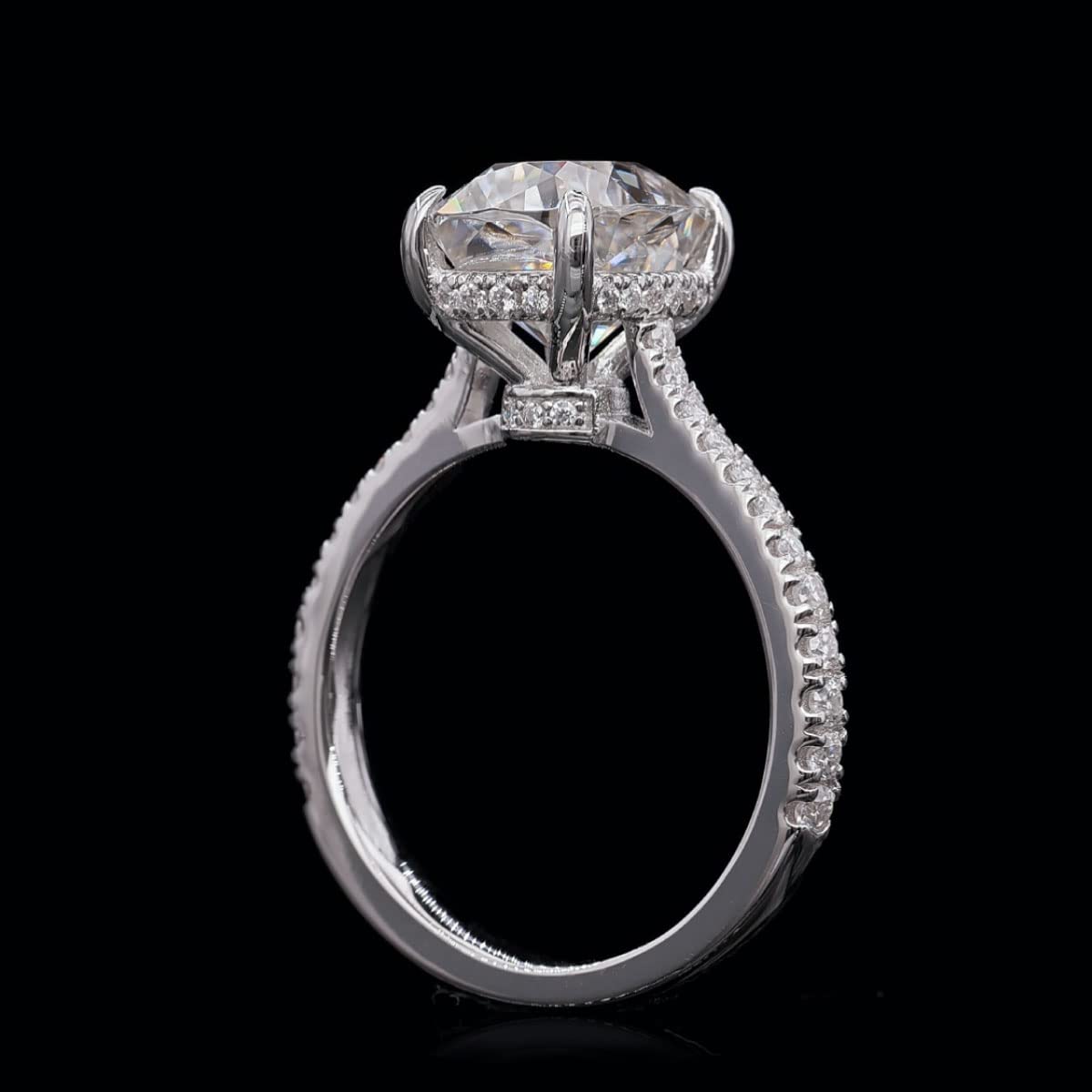 4ct Moissanite Elongated Cushion Cut Engagement Ring White Gold Plated 925 Sterling Silver Promise Rings for Women Size 9