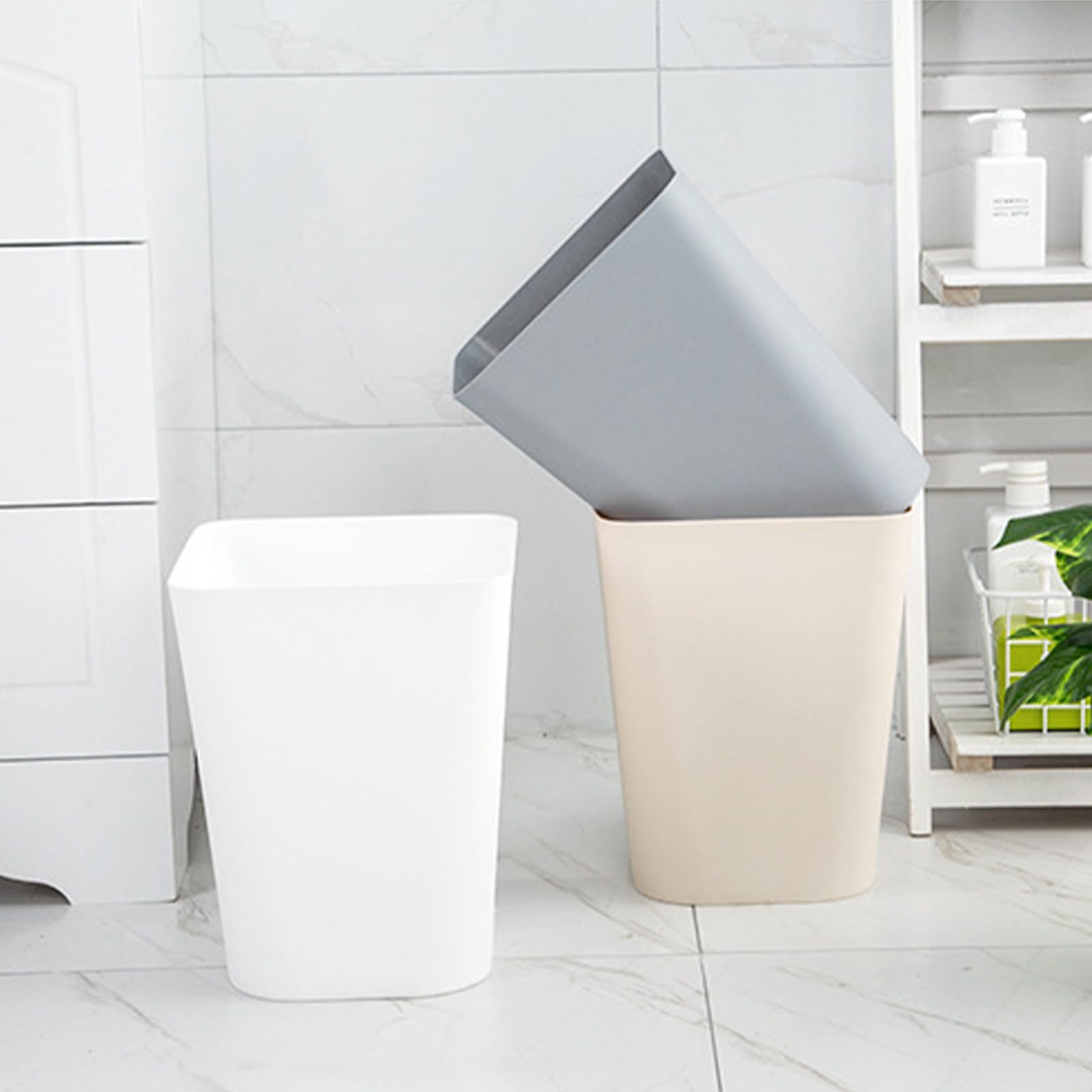 ALMOXVYE 4 Pack Small Trash Can, 1.6 Gallon Square Trash Can Wastebasket, Plastic Bedroom Garbage Can for Bathroom, Home, Laundry Room, Kitchen, Office, Kid Room, Dorm