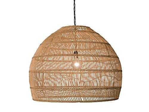 KOUBOO 1050101 Open Weave Cane Rib Bell Hanging Ceiling Lamp, One Size, Wheat
