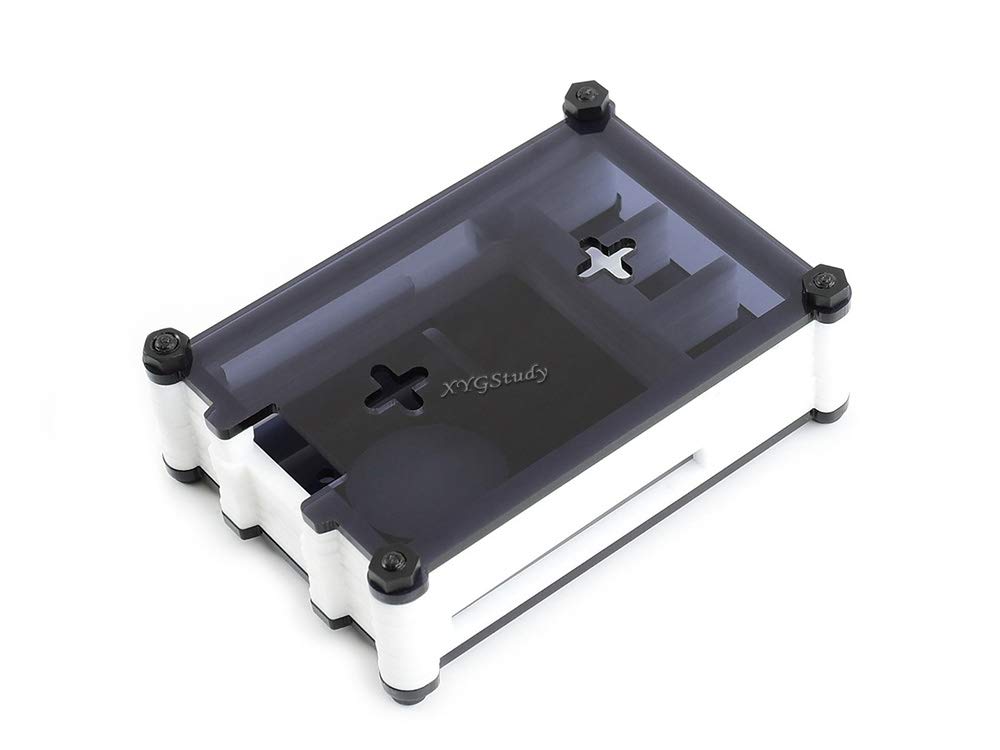 XYGStudy Black/White Acrylic Fully Protection Cover Case for Raspberry Pi 4 Model B, with Cooling Fan (PI4-CASE-B)