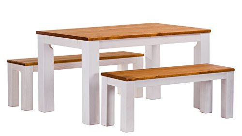 B.R.A.S.I.L.-Möbel TableChamp Dining Table Rio 70.9 x 35.4 Honey White Solid Wood Pine Oiled Farmhouse Extension Extendable Optional
