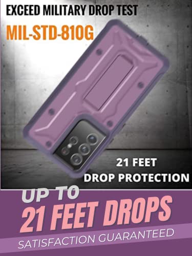 ArmadilloTek Vanguard Compatible with Samsung Galaxy S21 Ultra Case, Military Grade Full-Body Rugged with Built-in Kickstand [Screenless Version] - Purple