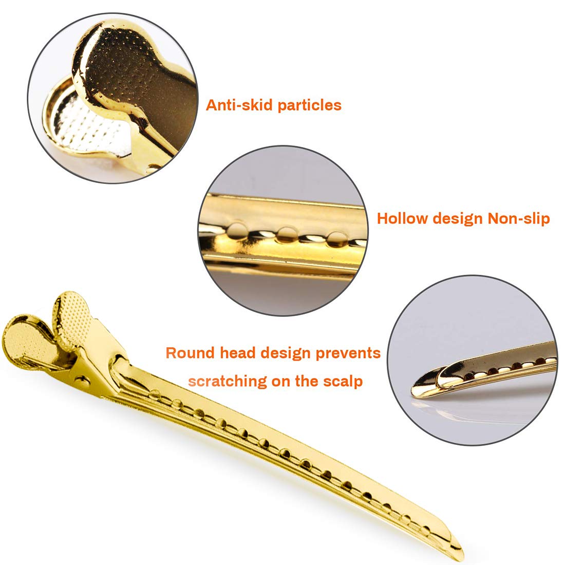 Stainless Steel Hair Prong and Duckbill Sectioning Clips - Barrettes for Hairstyling and Salon Use