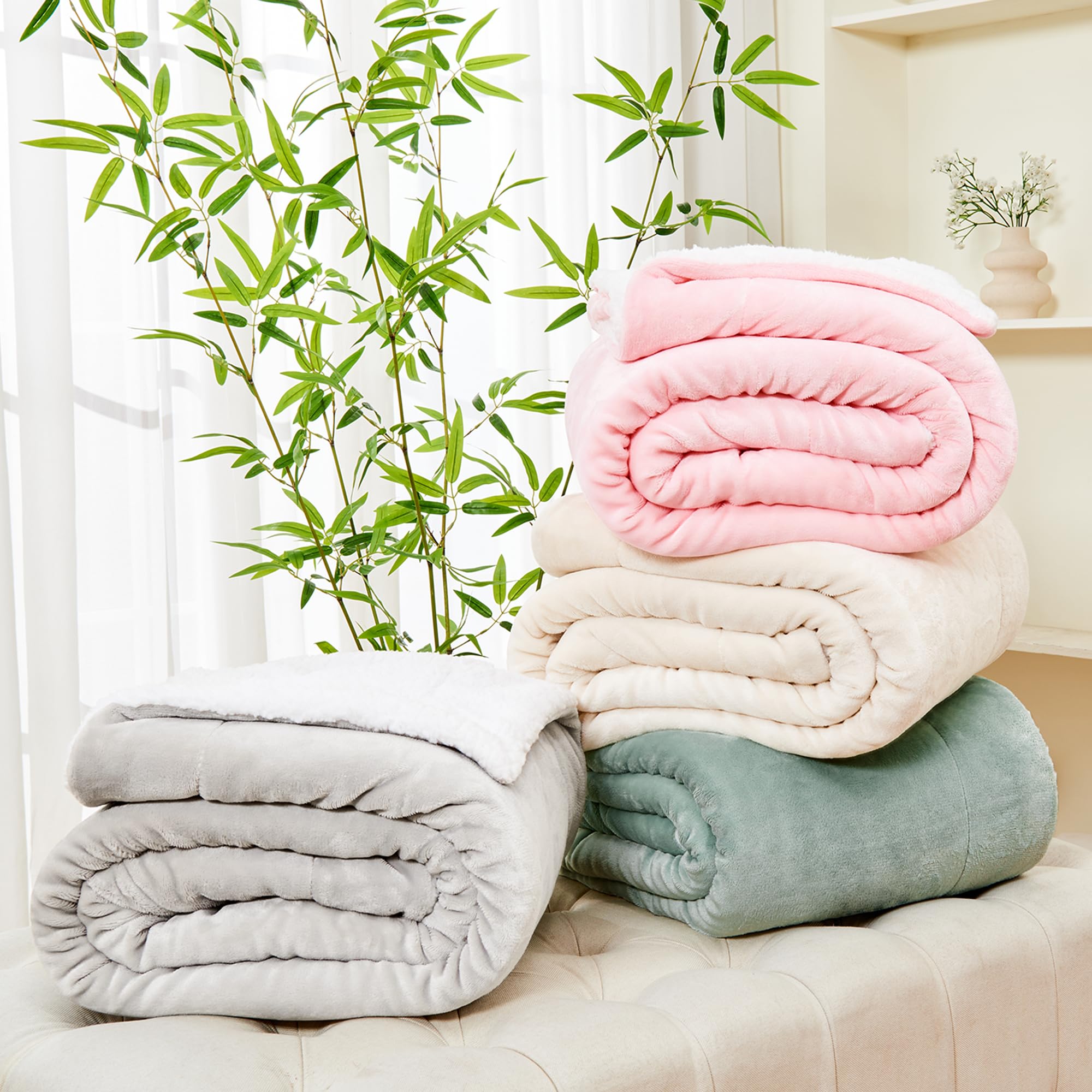 Andency Pink Sherpa Fleece Throw Blanket for Couch - Girls Valentine Gift Soft Warm Thick Blanket for Winter, Plush Reversible Blanket for Bed Sofa, 50x60 Inches