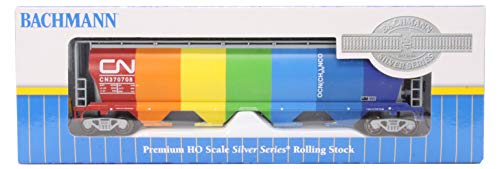 Bachmann Trains - Canadian 4-Bay Cylindrical Grain Hopper with Flashing End of Train Device - Canadian National Demonstrator - HO Scale, 73805