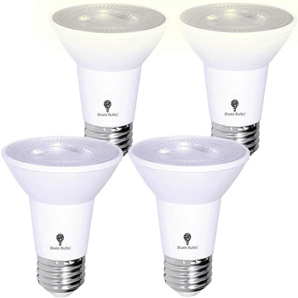 4 Pack PAR20 LED Flood Dusk to Dawn Light Bulbs Outdoor Photocell Sensor 8W 65 Watt Equivalent 700Lumens Waterproof E26 5000K Cool White Super Bright Auto On/Off Security Spotlight Indoor/Outdoor
