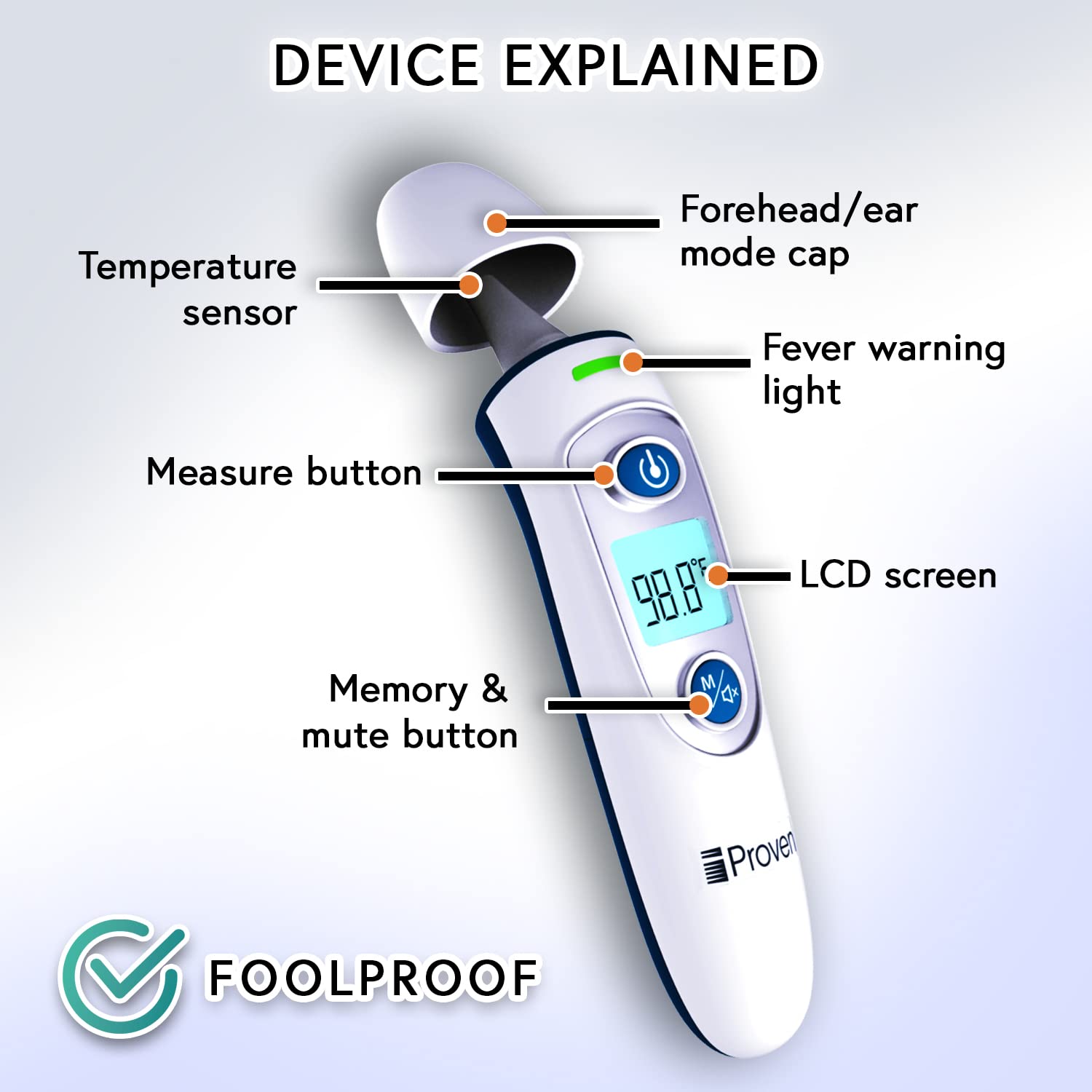 IPROVEN Digital Ear Thermometer for Adults, Kids and Babies [Fast, Accurate and Easy to Use] Ear and Forehead Mode, LED Display, Fever Alarm and 35 Memory Slots, iProven DMT-511