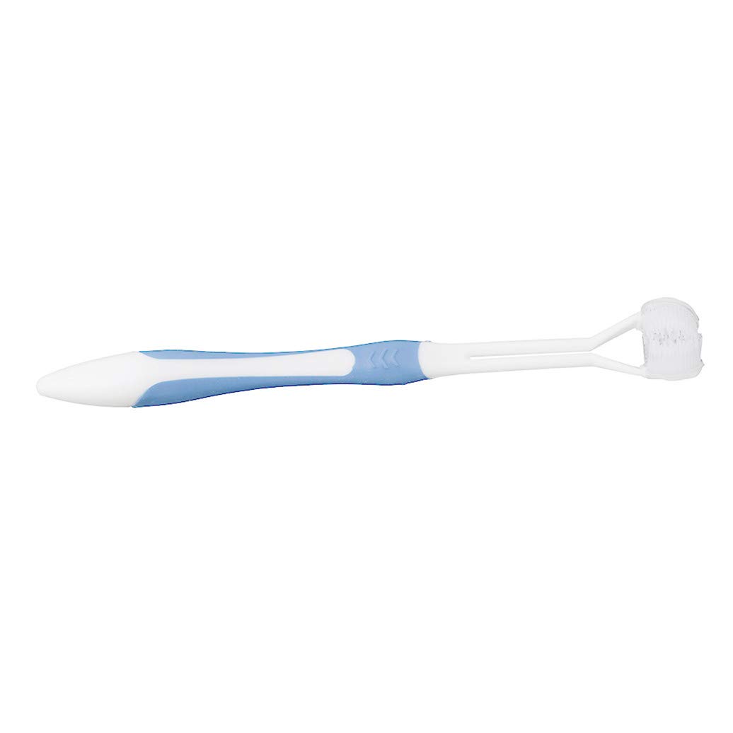 GOMYIE 3 Sided Toothbrushs Adult Child Manual Toothbrushes Soft Bristle Tooth Brush(Blue)