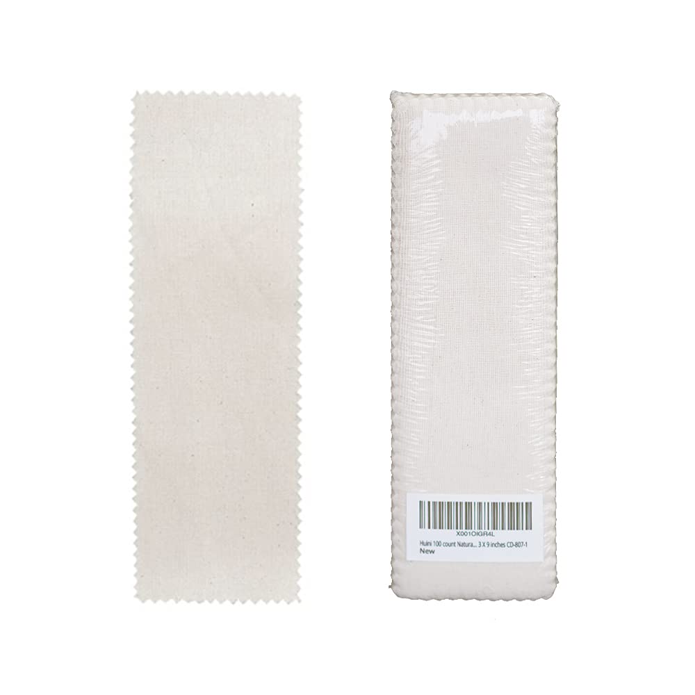 Huini 100 count Natural Muslin Cloth Epilating Waxing Strips 3 X 9 inches CD-807-1