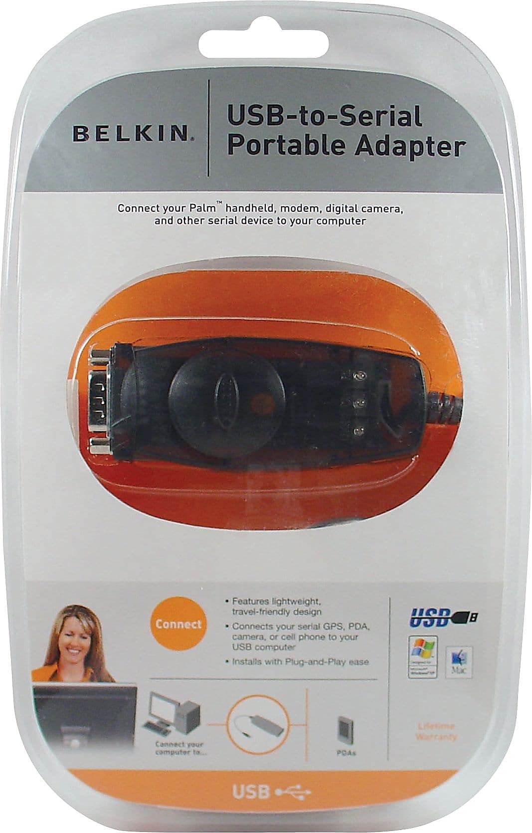 Belkin USB-to-Serial Portable Adapter for Notebook with LED Indicators