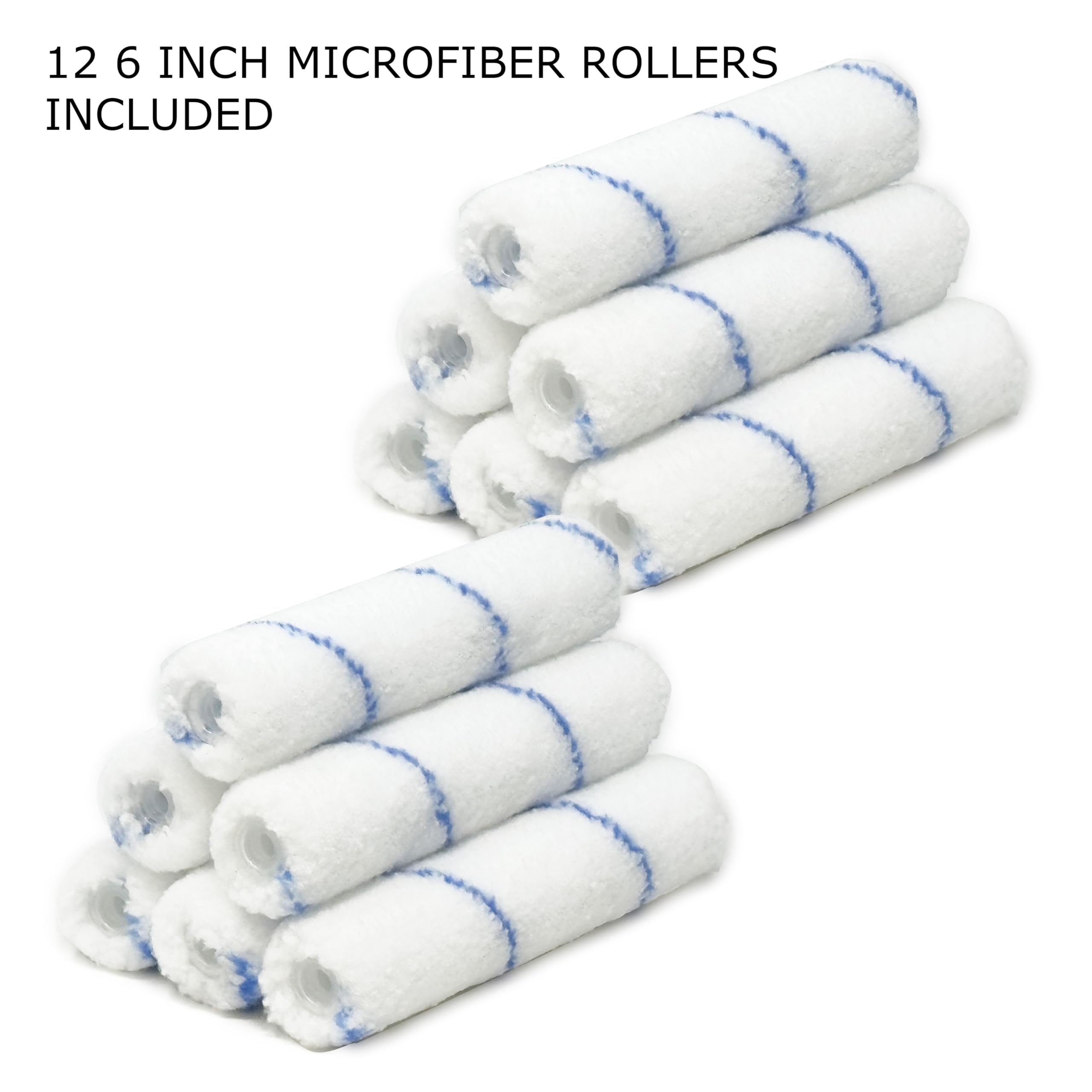 Allgala Mini Paint Roller 6" Mini 3/8" Nap Shedless Microfiber Roller Cover for Door Trim Furniture Cabinets - 12 Pack