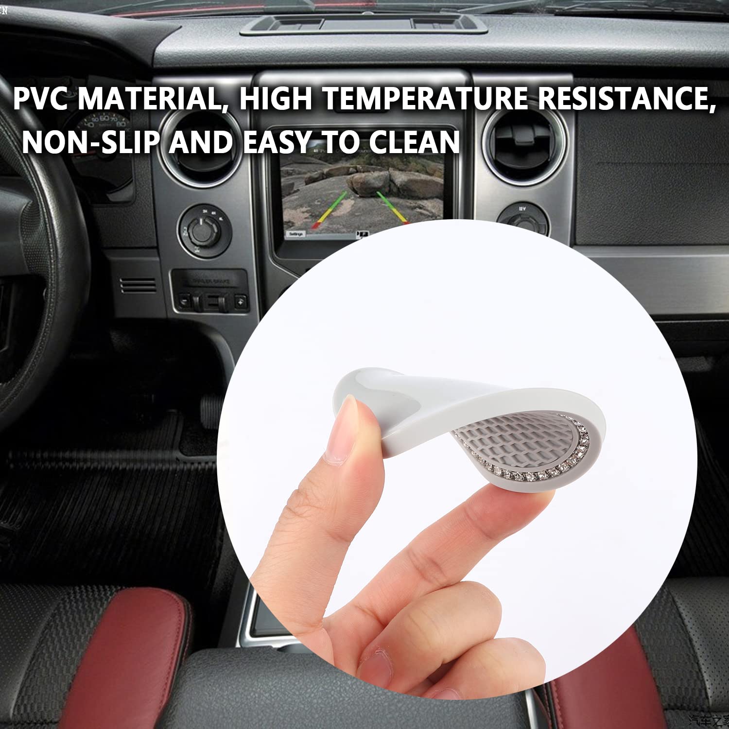 4PCS Elegant Rhinestone Cup Holder Coaster with Non-Slip Honeycomb Mesh,Bling Car Interior Accessories for Women,Protect Car Cup Holder,Table,Office from Drink Scratch Stain and Spill (Red-4pcs)