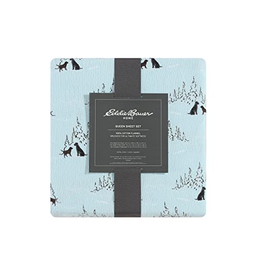 Eddie Bauer - Queen Sheets, Cotton Flannel Bedding Set, Brushed For Extra Softness, Cozy Home Decor (Dog Friends, Queen)