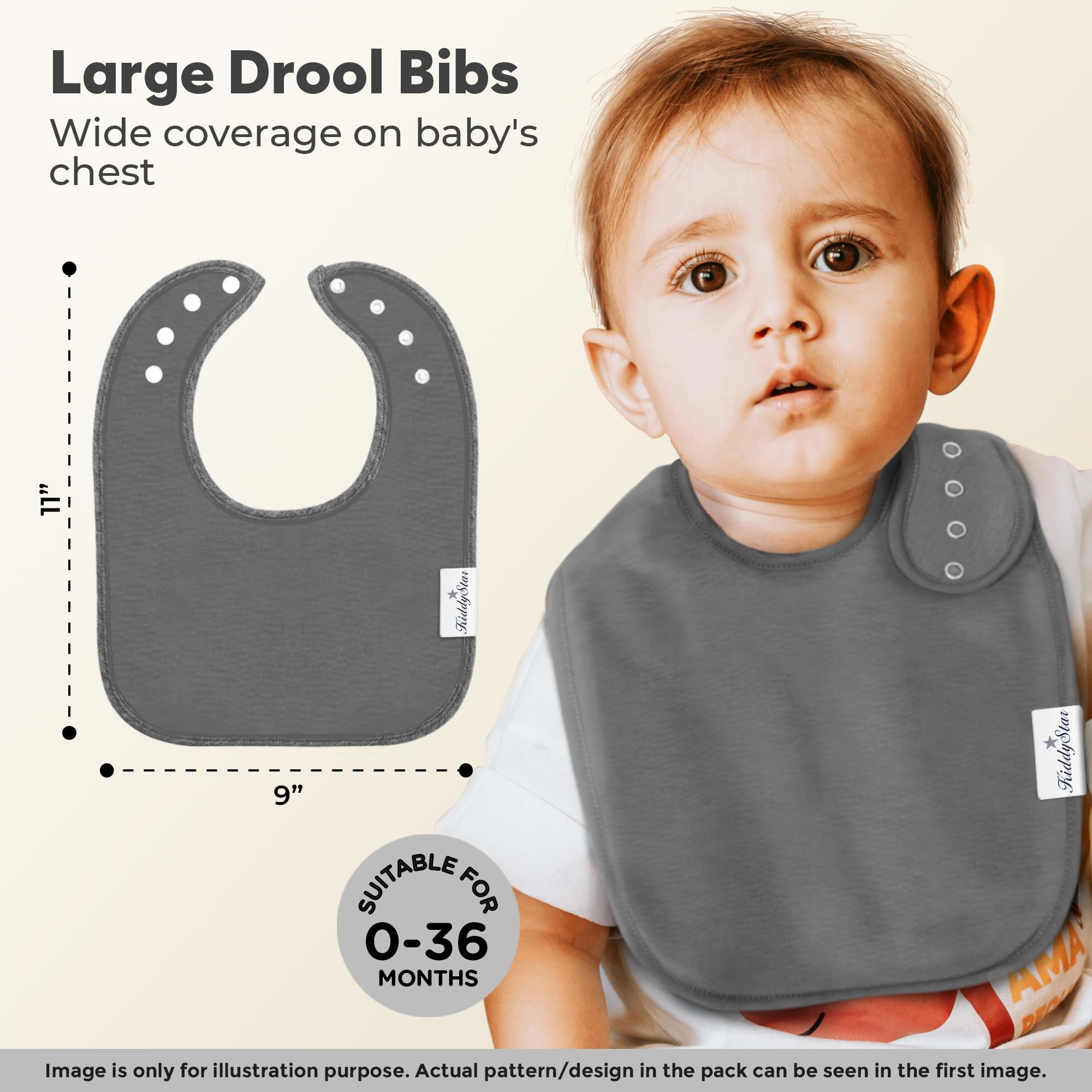 KiddyStar Organic Baby Bibs – Soft, Absorbent Cotton Bandana Bibs for Drooling & Teething – Adjustable & Stylish Baby Gift