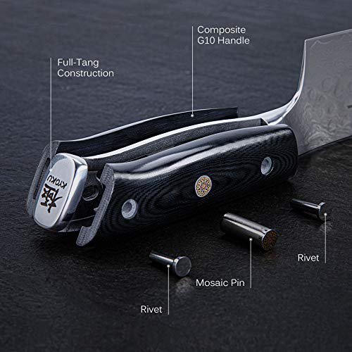 KYOKU Chef Knife - 8"- Japanese VG10 Steel Core Hammered Damascus Blade - with Sheath & Case